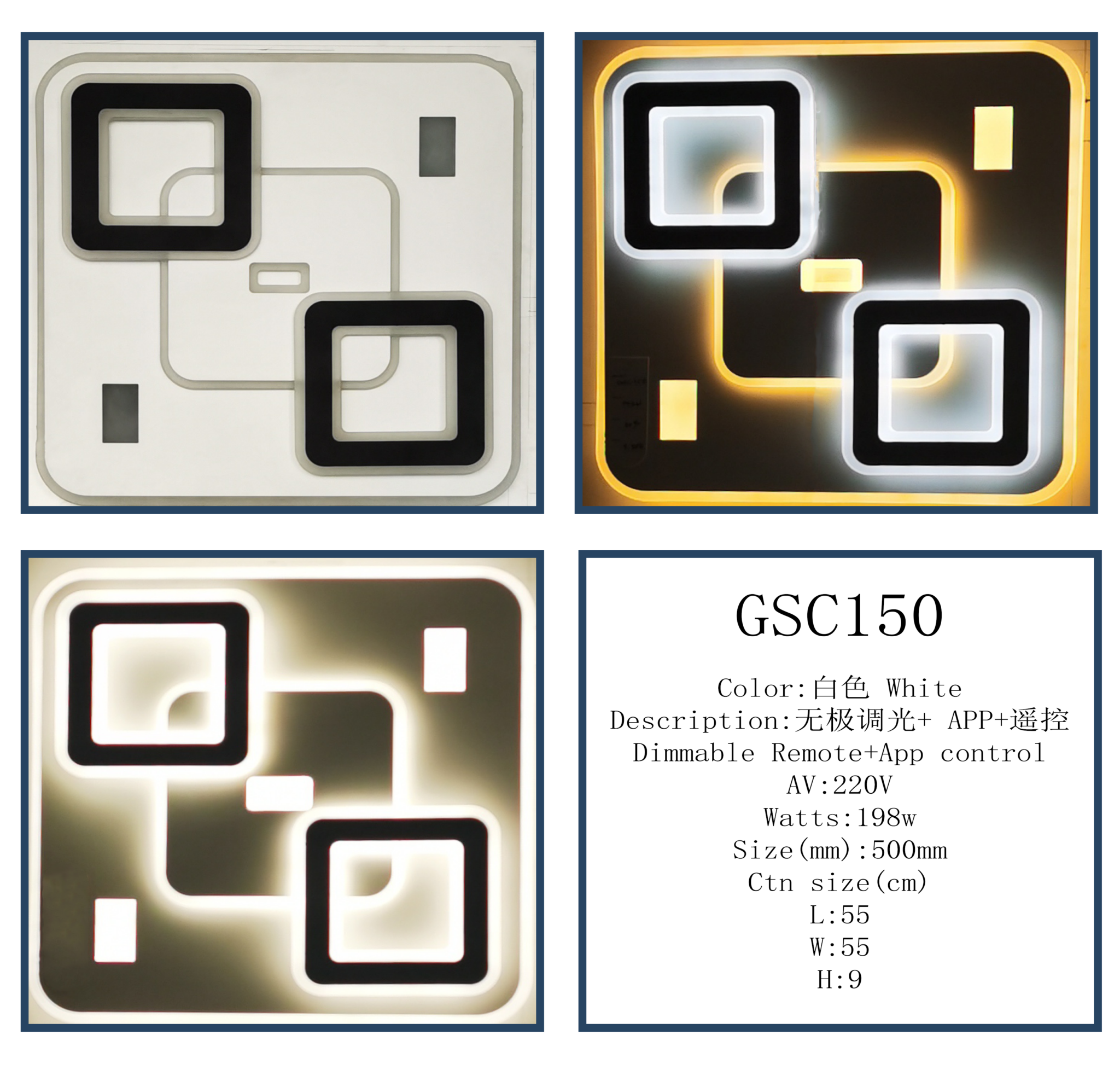 Square Modern Ceiling Light with Diagonal Squares Pattern - Galaxy Empire