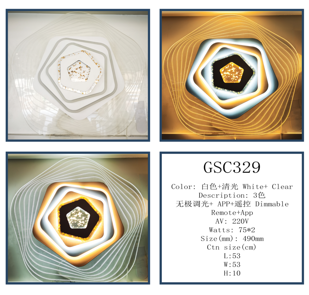 Modern Ceiling Light with Pentagon Layers and Ripple Effect - Galaxy Empire
