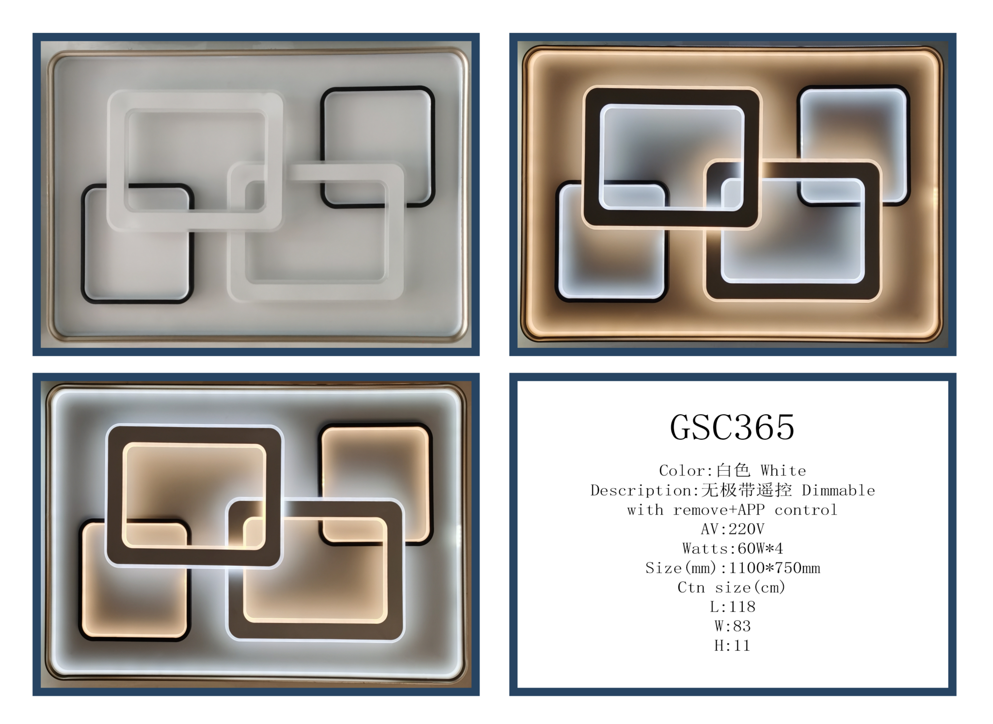 Rectangular Modern Ceiling Light with Overlapping Box Shapes - Galaxy ...