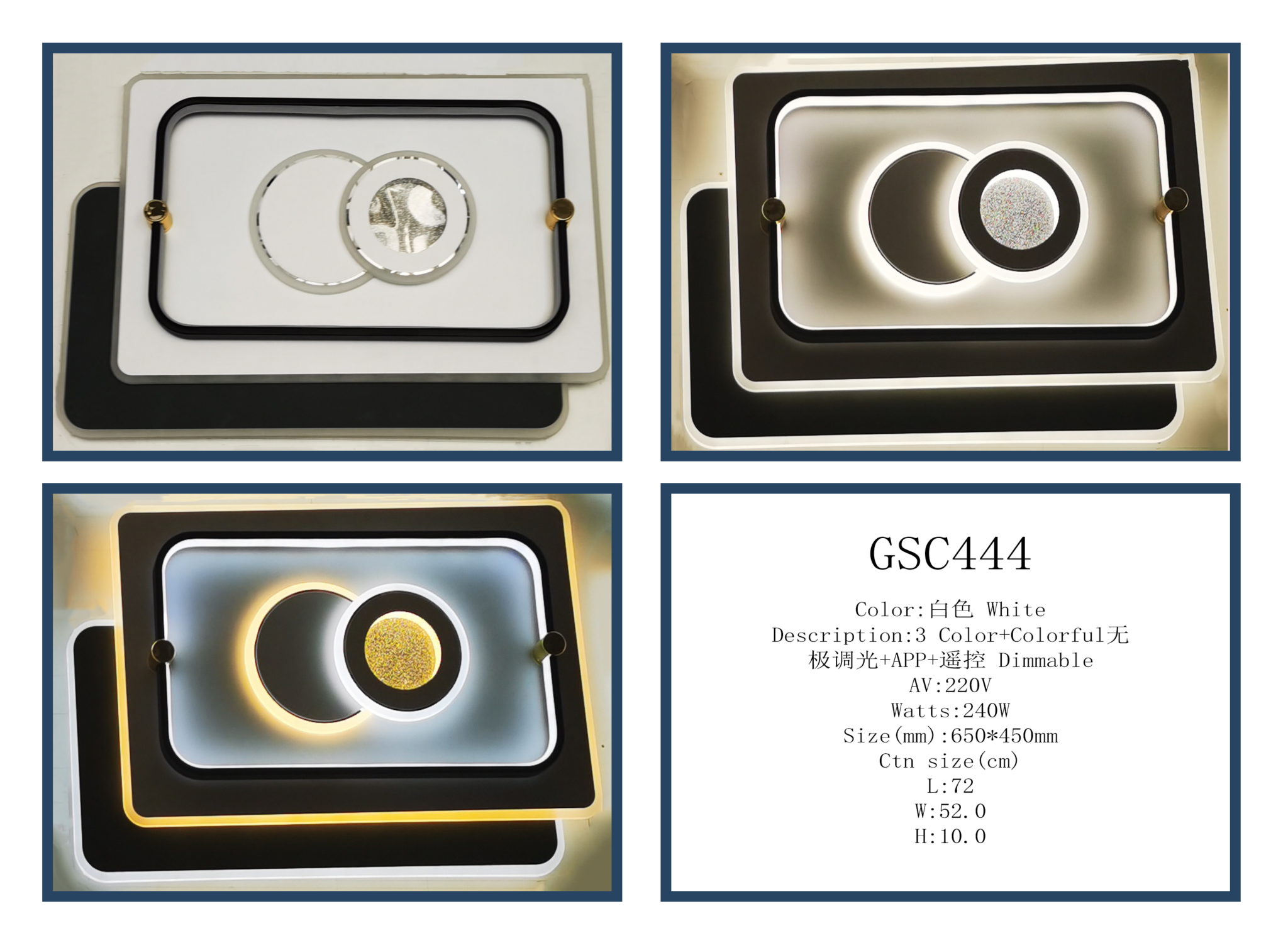 Tri-color Modern Ceiling Light with Overlapping Circular Design and ...