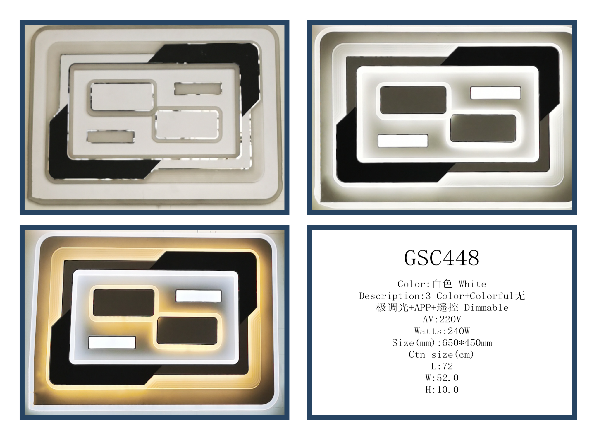 Tri-color Modern Ceiling Light with Vivid Rectangular Design - Galaxy Empire